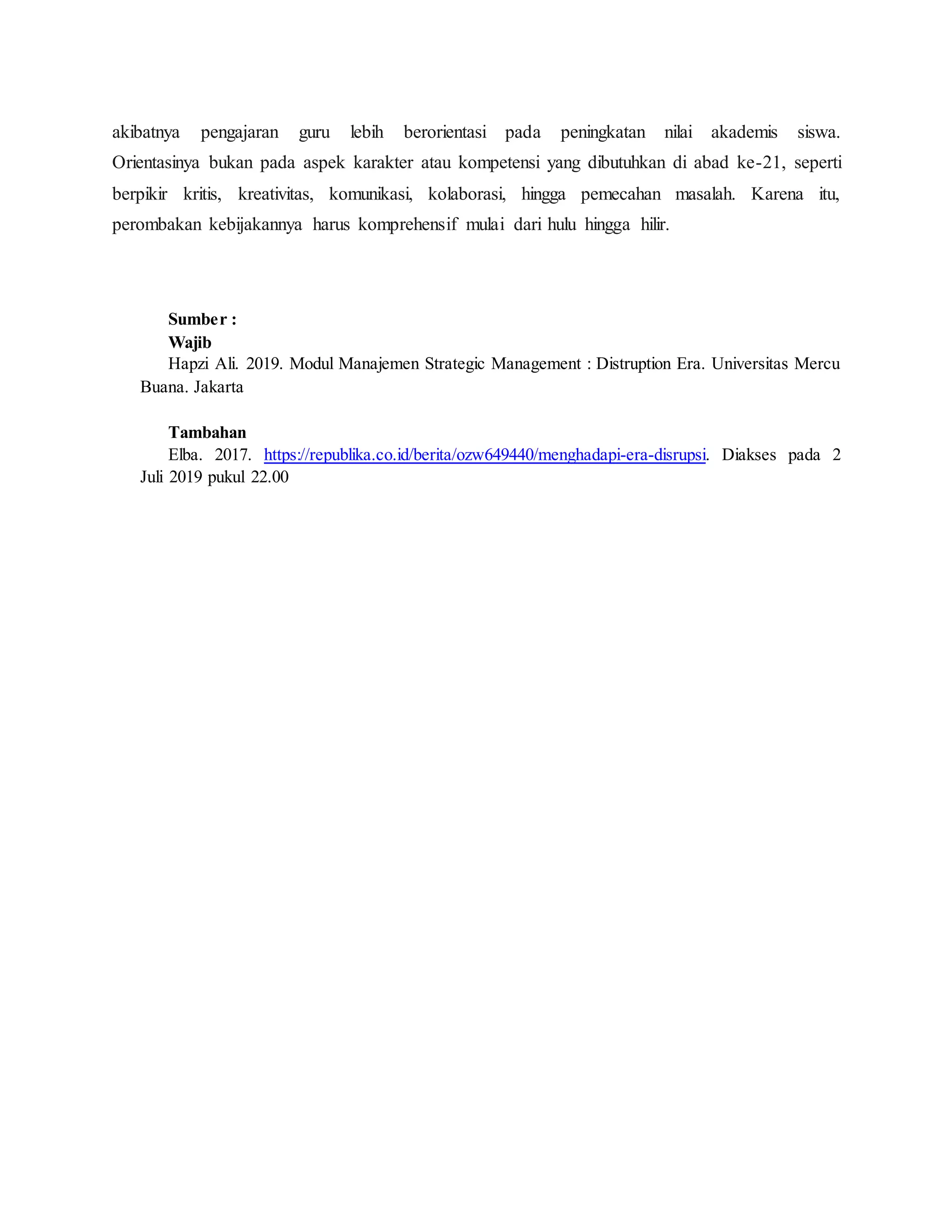 Distruption Era. Universitas Mercu Buana. 2019 | PDF