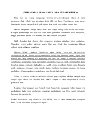 Distruption Era. Universitas Mercu Buana. 2019 | PDF