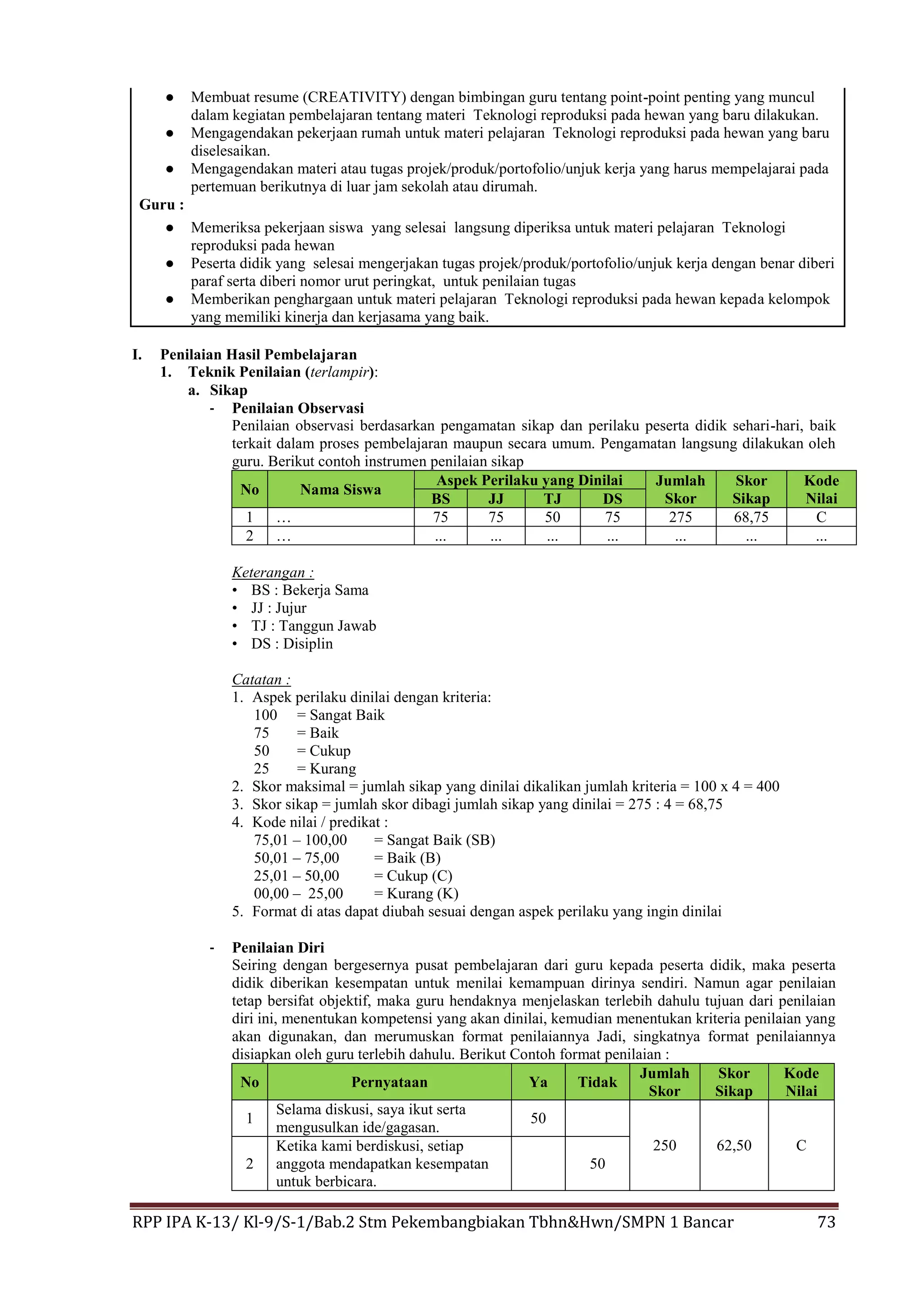 RPP IPA KELAS 9 Bab.2. Sistem Perkembangbiakan Tumbuhan dan Hewan | PDF