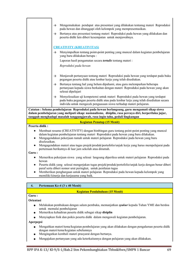 RPP IPA KELAS 9 Bab.2. Sistem Perkembangbiakan Tumbuhan dan Hewan | PDF