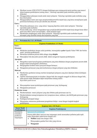 RPP IPA KELAS 9 Bab.2. Sistem Perkembangbiakan Tumbuhan dan Hewan | PDF