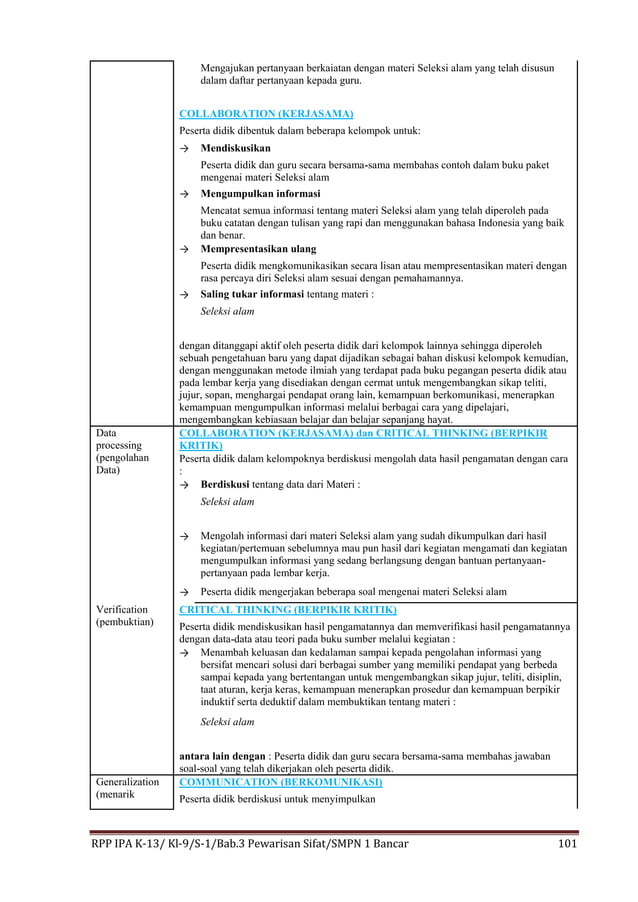 RPP IPA KELAS 9 SMP Bab 3.Pewarisan Sifat | PDF