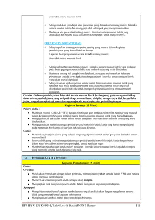 RPP IPA KELAS 9 SMP Bab 4. Listrik Statis | PDF