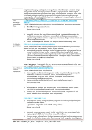 RPP IPA KELAS 9 SMP Bab 5. Rangkaian Listrik | PDF