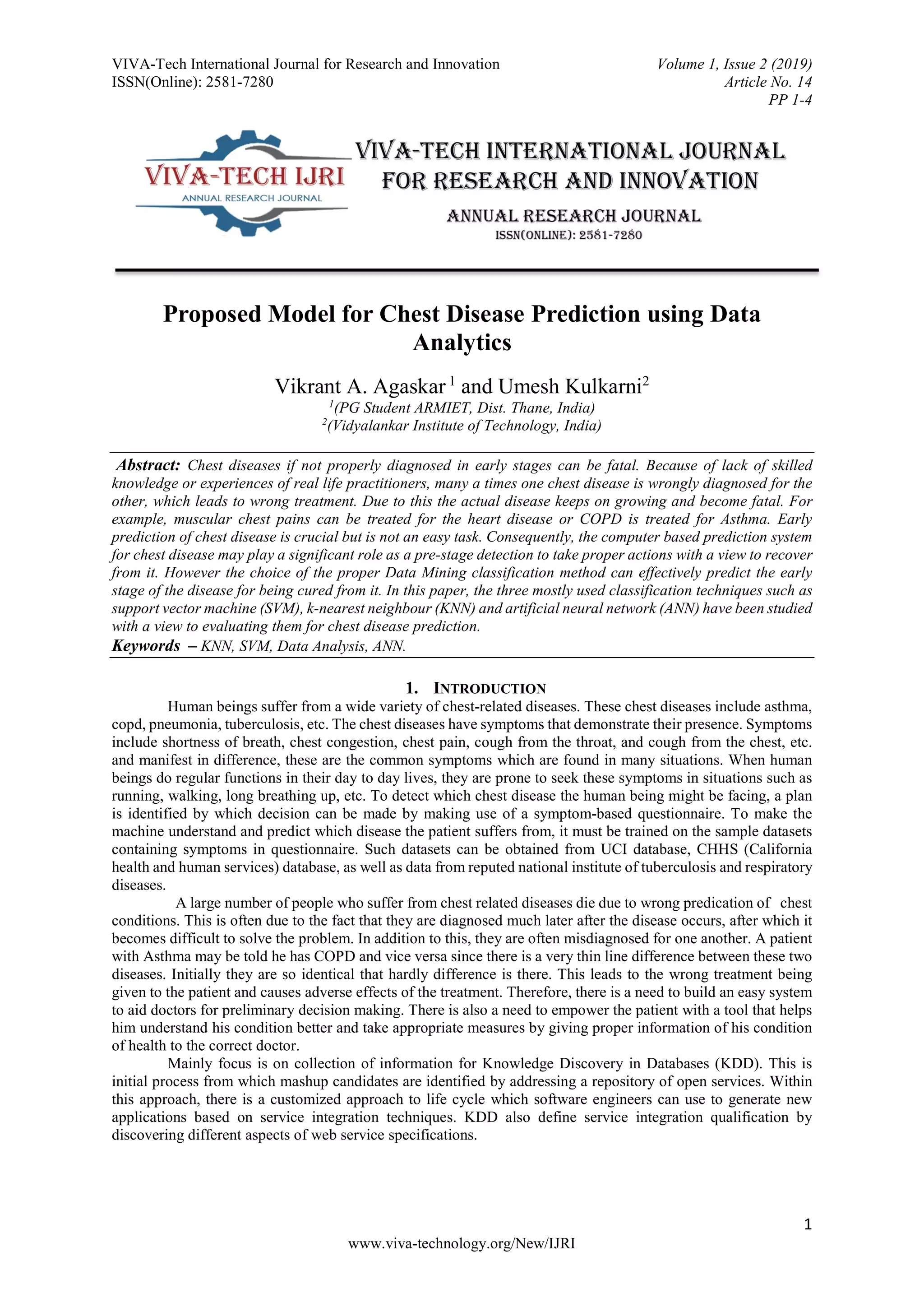 Proposed Model for Chest Disease Prediction using Data Analytics | PDF