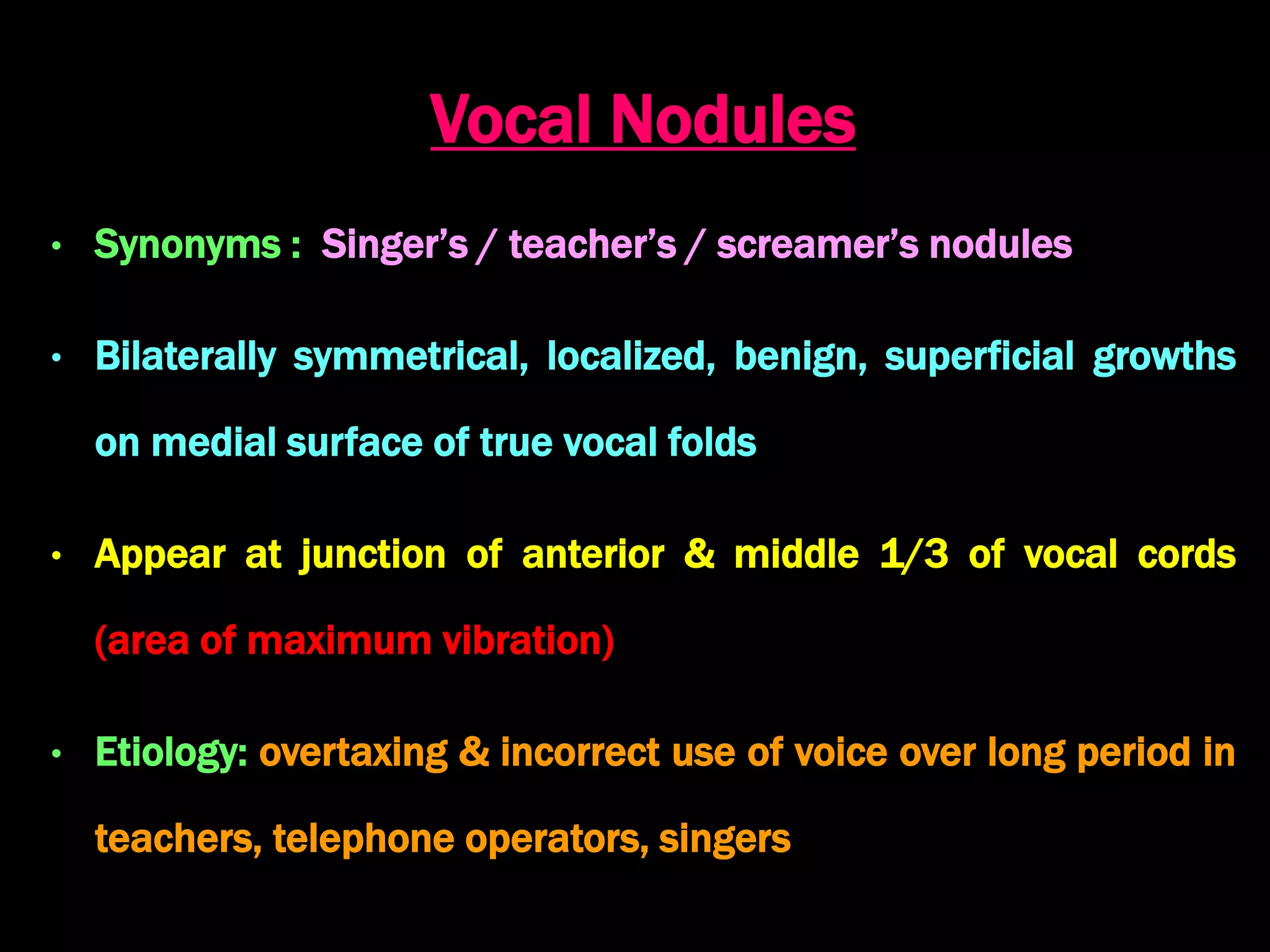 Benign lesions of larynx | PPT