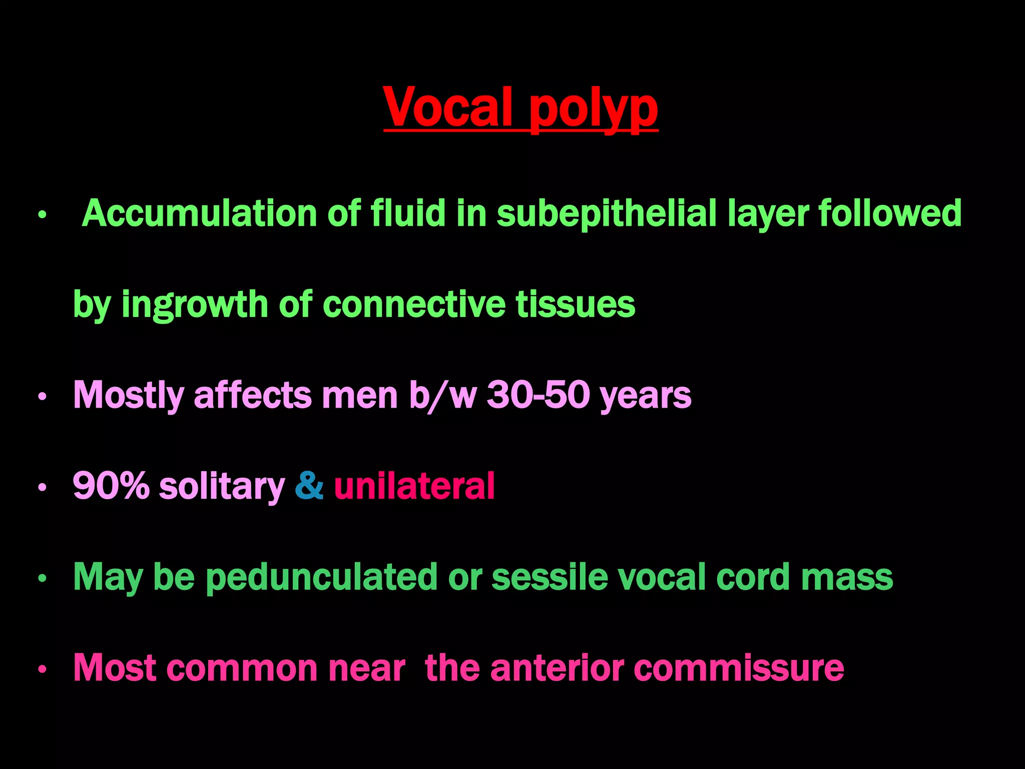 Non neoplastic and benign lesions of larynx | PPT