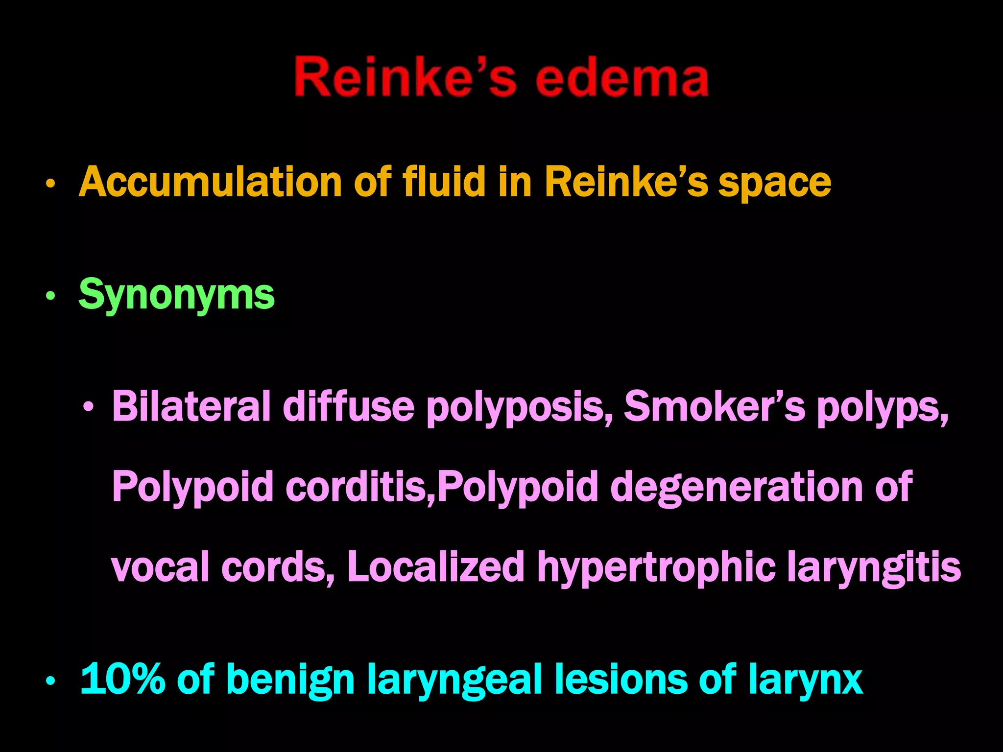 Non neoplastic and benign lesions of larynx | PPT