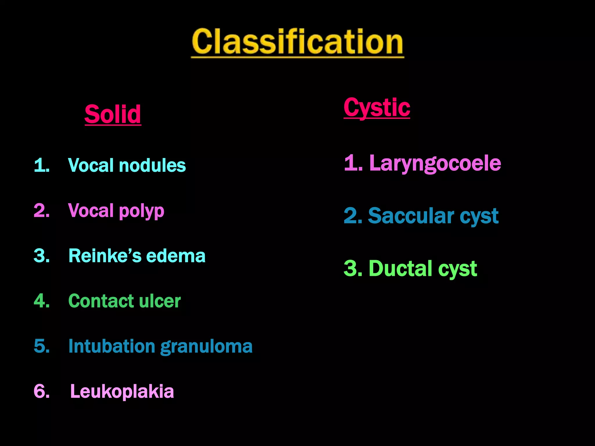 Non neoplastic and benign lesions of larynx | PPT