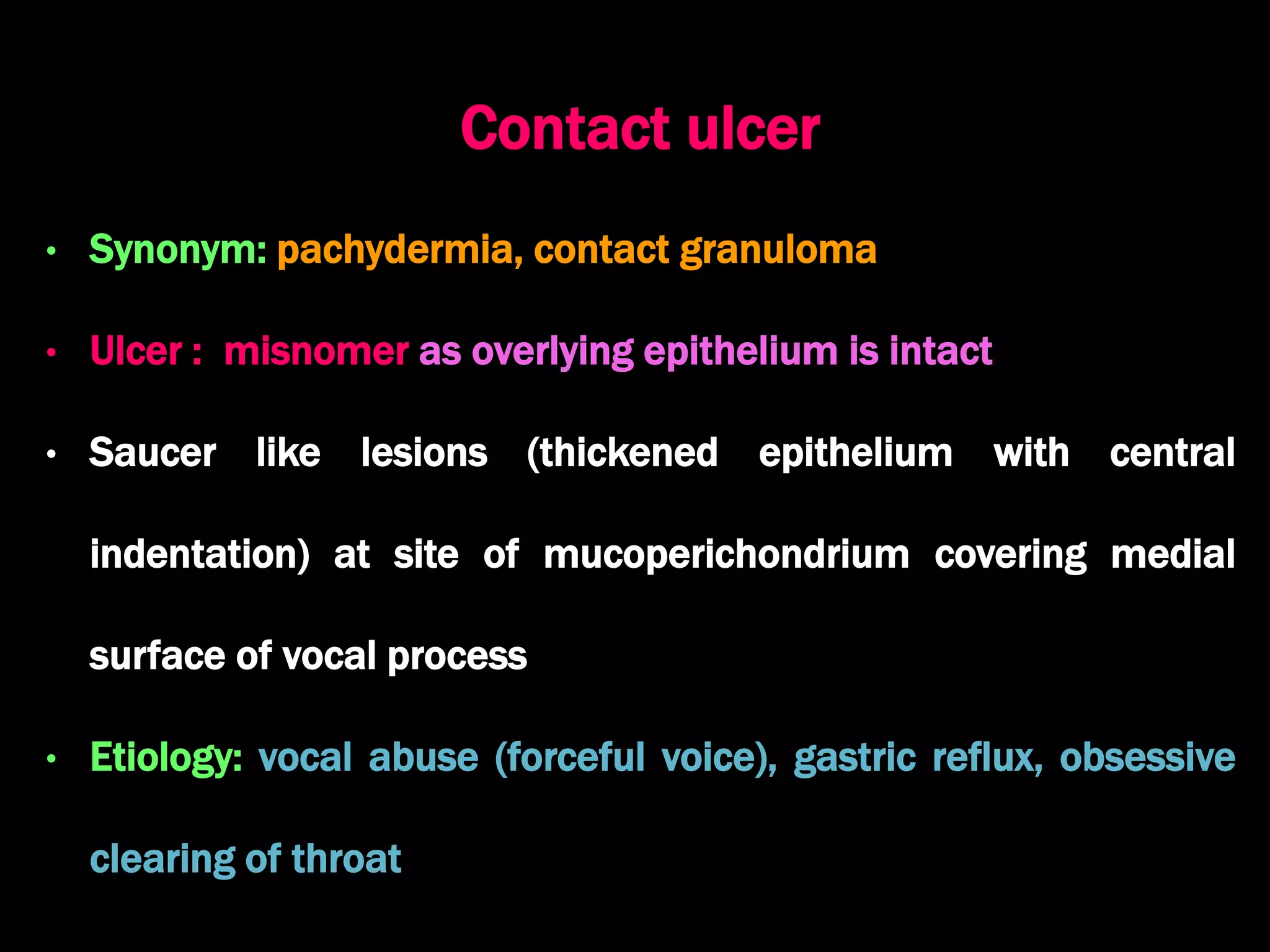 Non neoplastic and benign lesions of larynx | PPT
