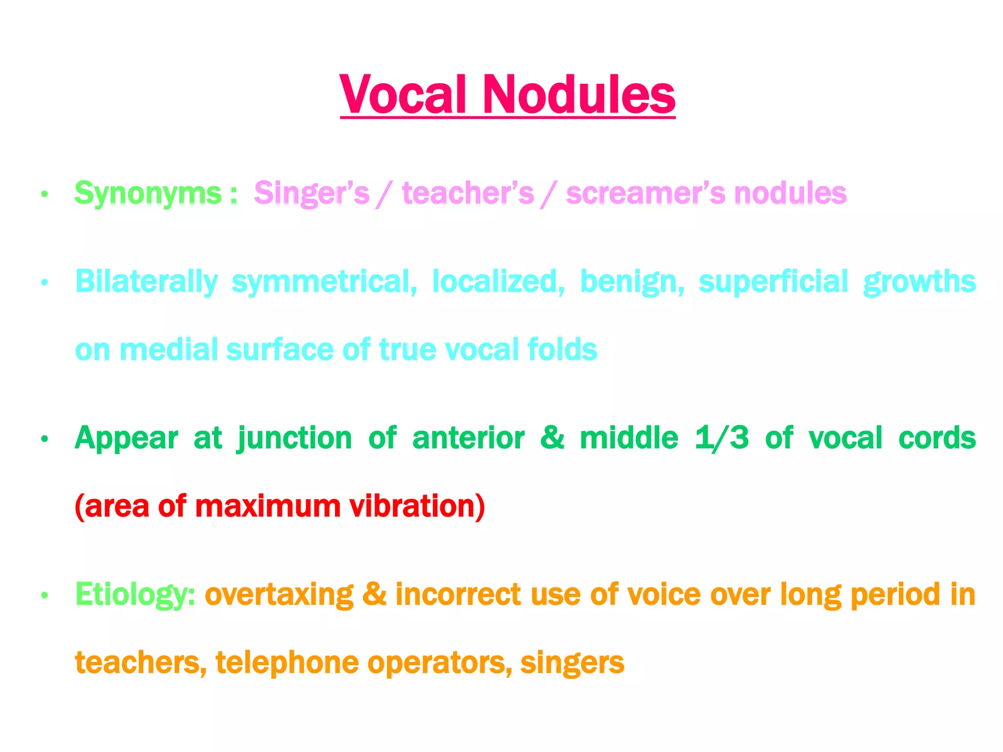 Benign lesions of larynx | PPT | Ear, Nose and Throat Conditions ...