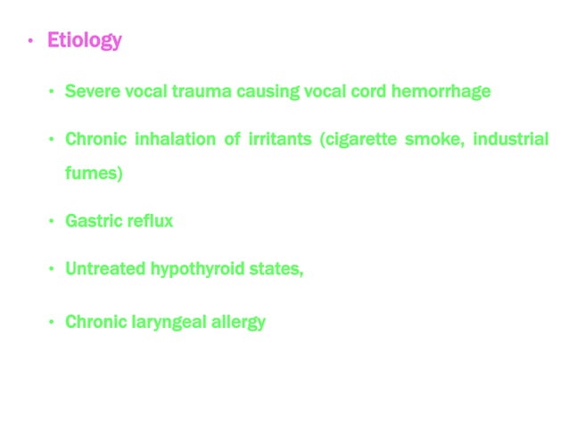 Benign lesions of larynx | PPT | Ear, Nose and Throat Conditions ...