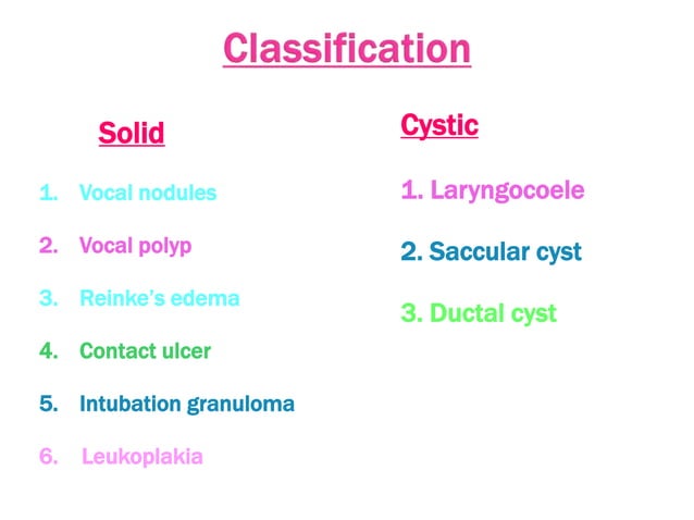 Benign lesions of larynx | PPT | Ear, Nose and Throat Conditions ...