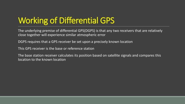 DIFFERENTIAL GPS (DGPS) | PPTX