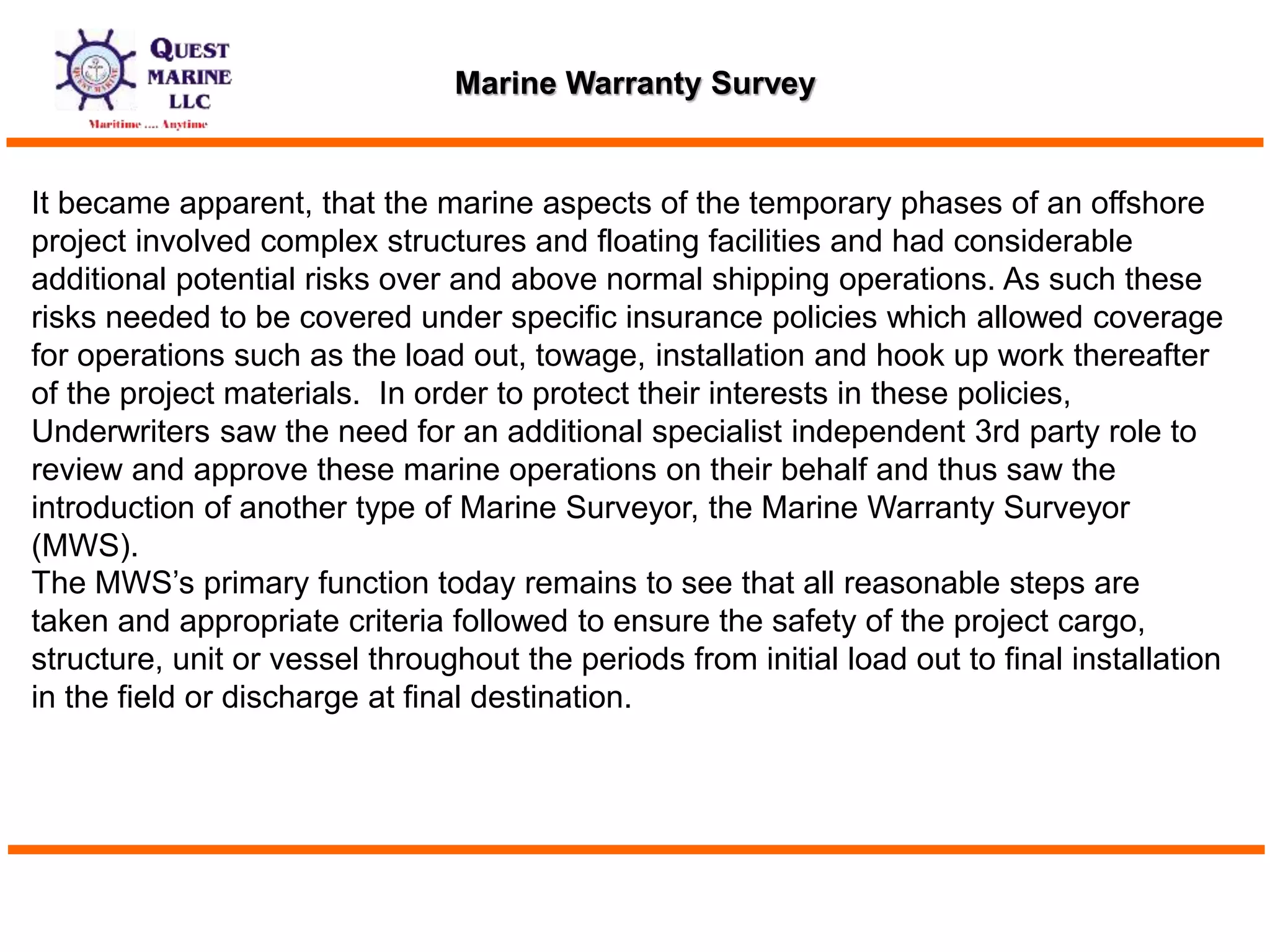 Marine Warranty Survey | PPTX