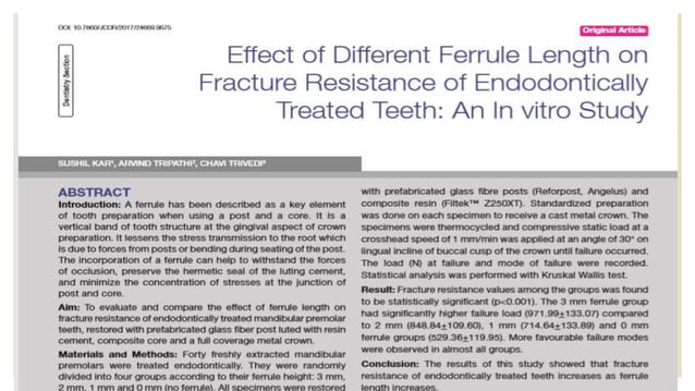Ferrule effect | PPSX | Dental Health | Diseases and Conditions