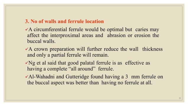 Ferrule effect | PPSX | Dental Health | Diseases and Conditions