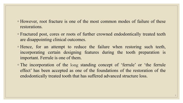 Ferrule effect | PPSX | Dental Health | Diseases and Conditions