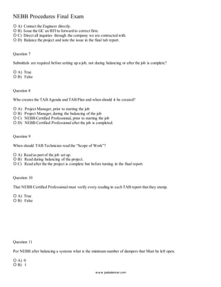 14. nebb procedures final exam metric copy | DOC