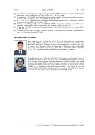 A New Proposal for OFCC-based Instrumentation Amplifier | PDF