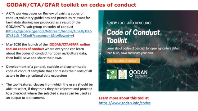 GODAN Agriculture Code of Conduct Toolkit | PPTX
