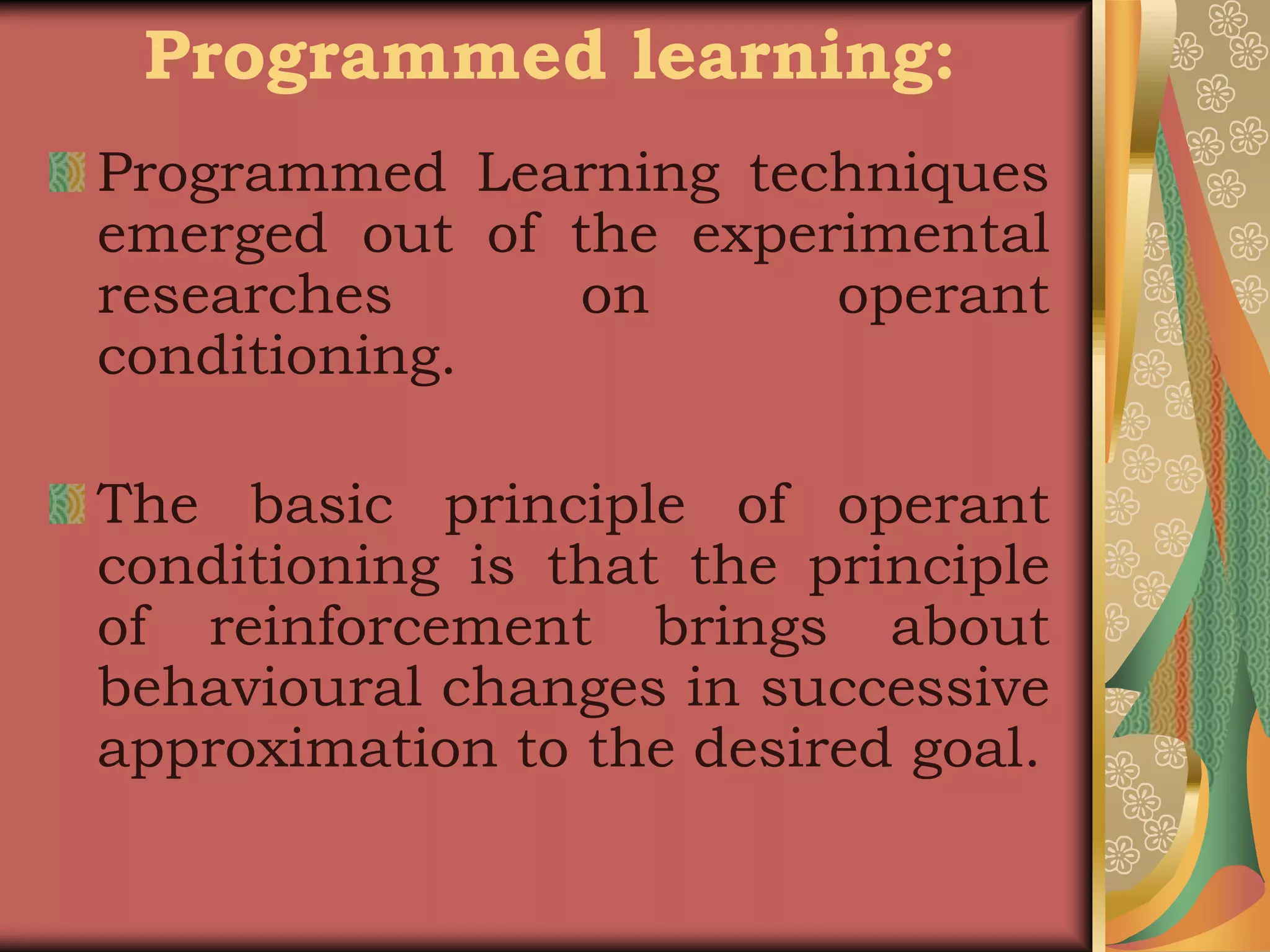 Methods of teaching - Programmed learning | PPSX | Programming Languages | Computing