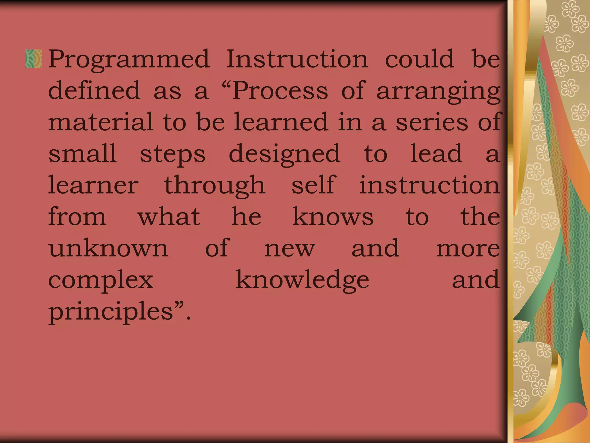 Methods of teaching - Programmed learning | PPSX | Programming Languages | Computing