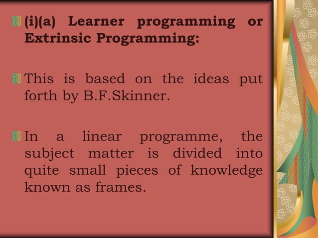 Methods of teaching - Programmed learning | PPSX | Programming Languages | Computing