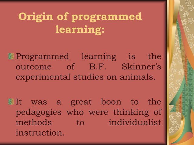 Methods of teaching - Programmed learning | PPSX | Programming Languages | Computing