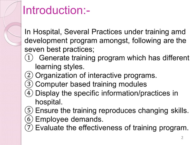 Education and training program in the hospital | PPTX
