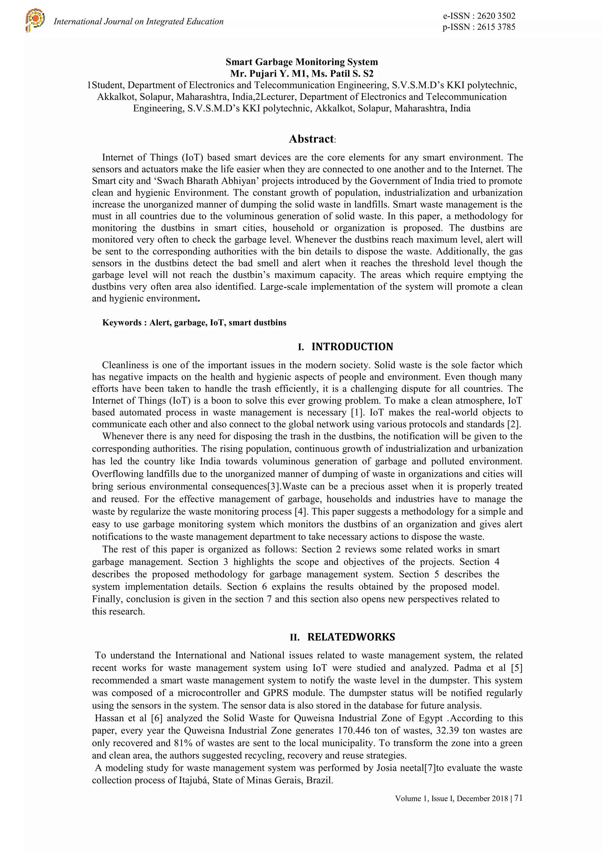 Smart Garbage Monitoring System | PDF