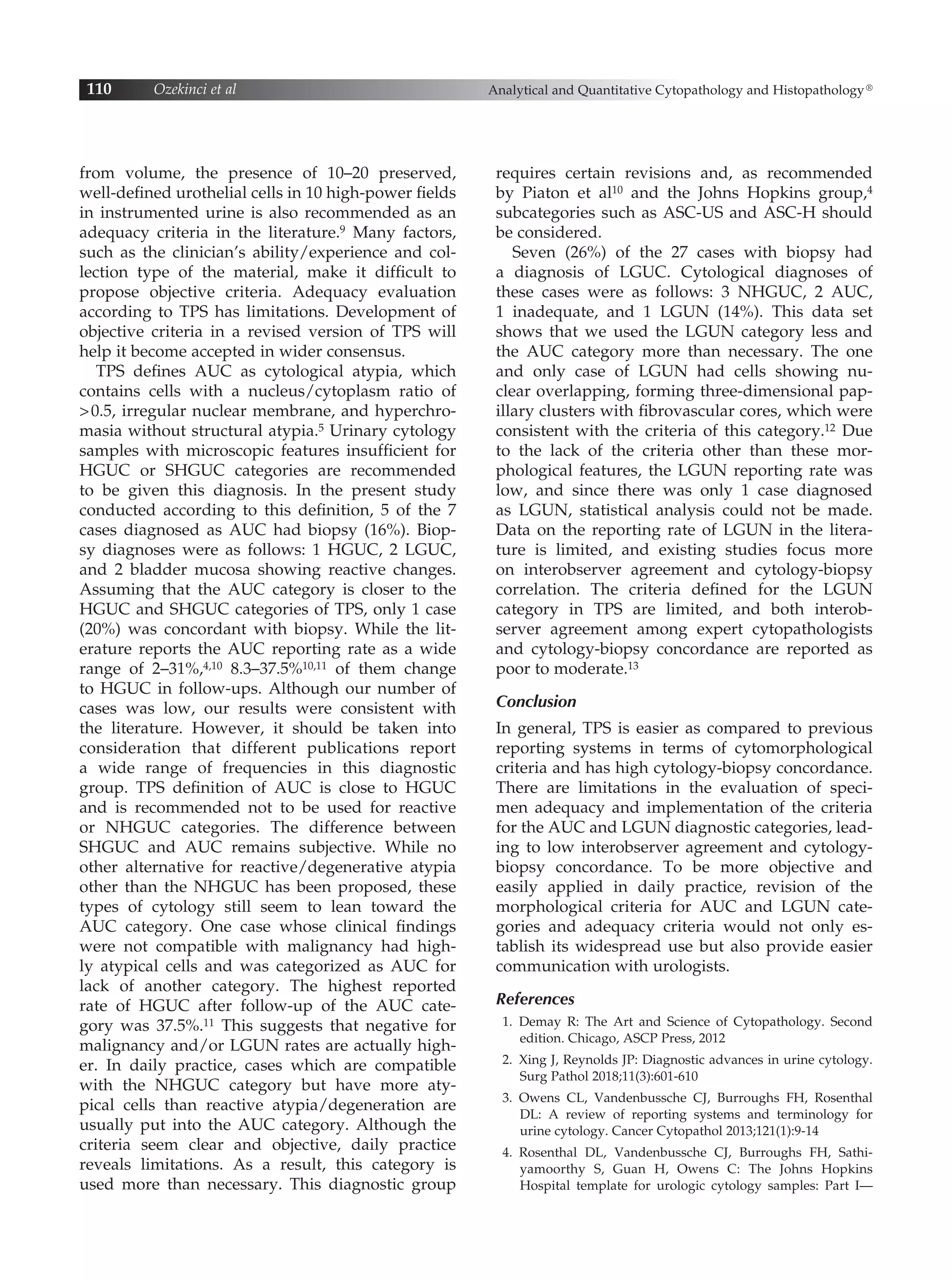 Is the Paris System Sufficient for Reporting Urinary Cytology? | PDF