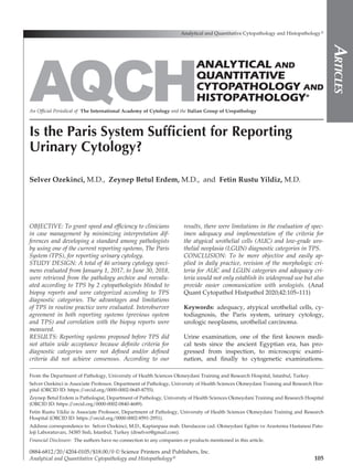 Is the Paris System Sufficient for Reporting Urinary Cytology? | PDF