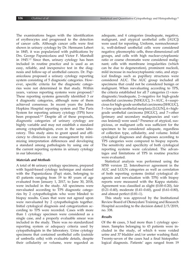 Is the Paris System Sufficient for Reporting Urinary Cytology? | PDF
