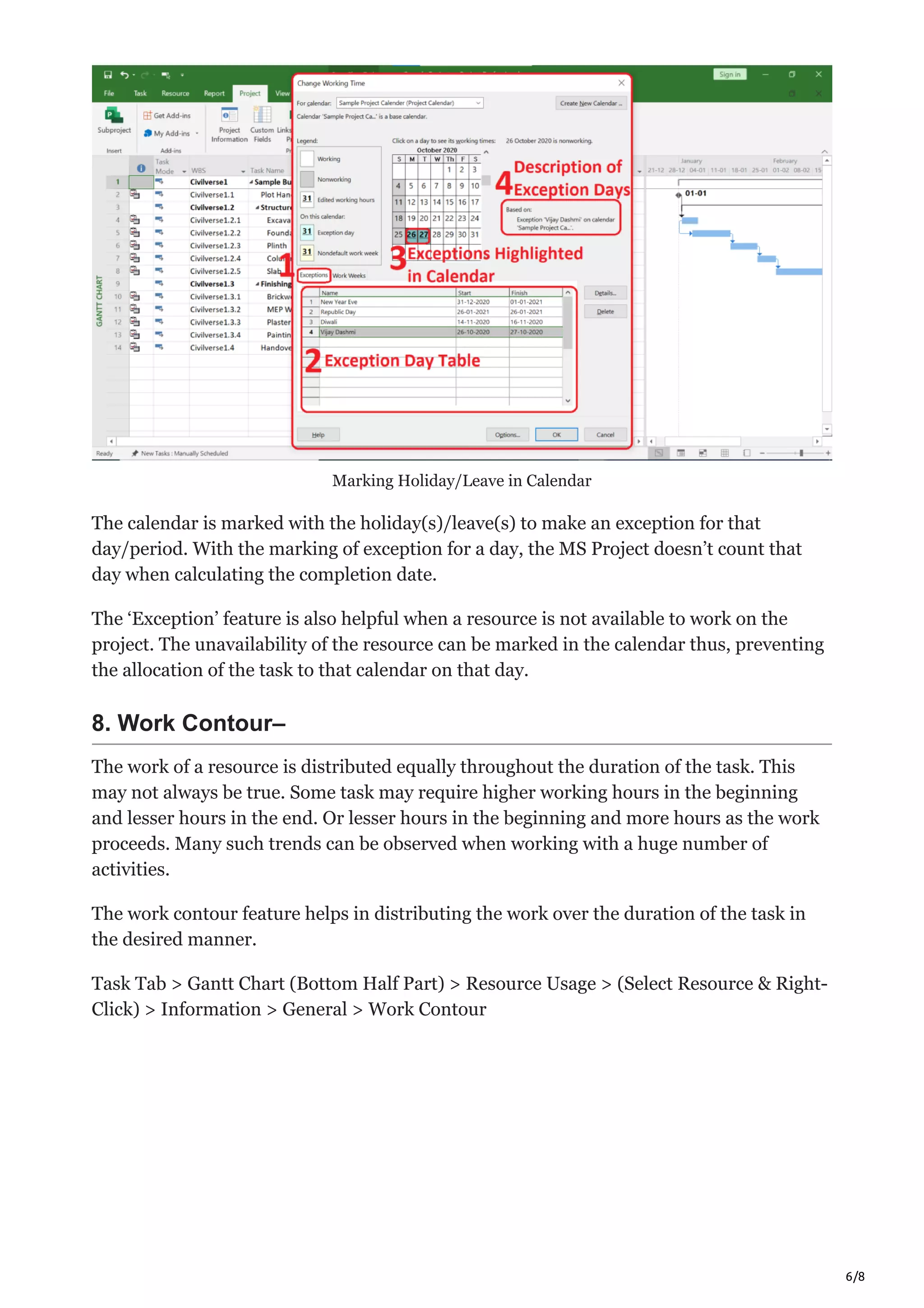 How to change working days and time in MS Project? | PDF
