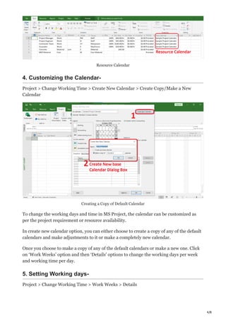 How to change working days and time in MS Project? | PDF