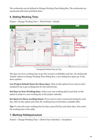 How to change working days and time in MS Project? | PDF