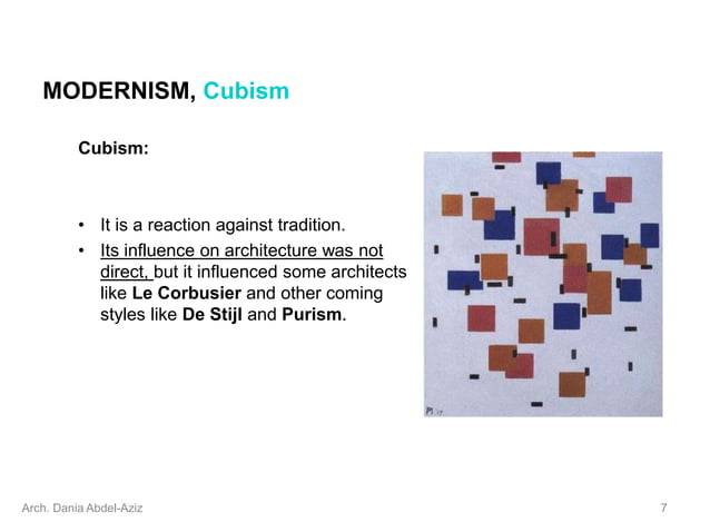 history of contemporary architecture - 14. Cubism + De Stijl.ppt | Modern Art | Fine Art
