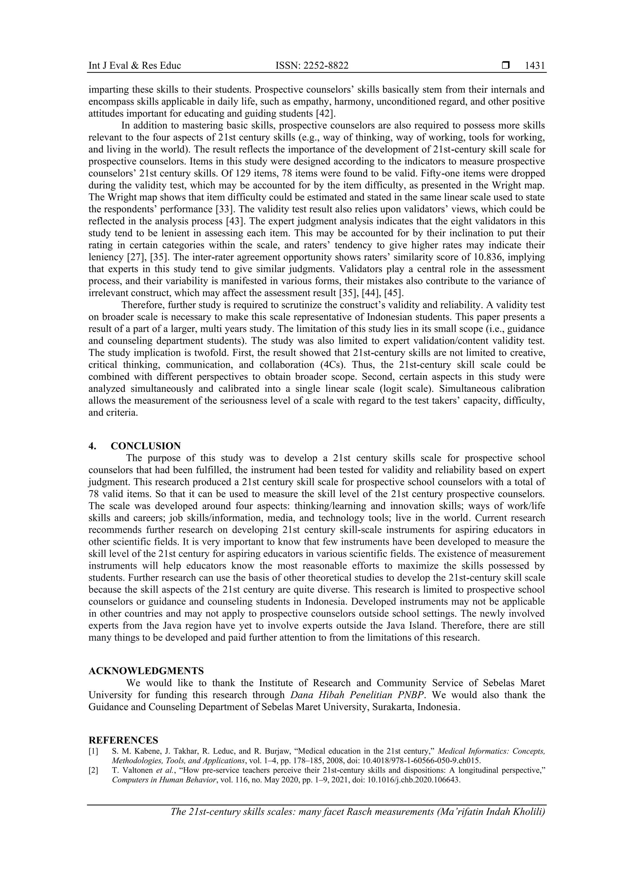 The 21st-century skills scales: many facet Rasch measurements | PDF