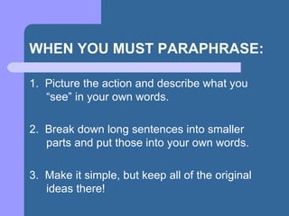 14 2 Paraphrasing Power Point | PPT