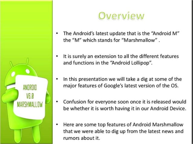 android marshmallow | PPT | Operating Systems | Computer Software and Applications