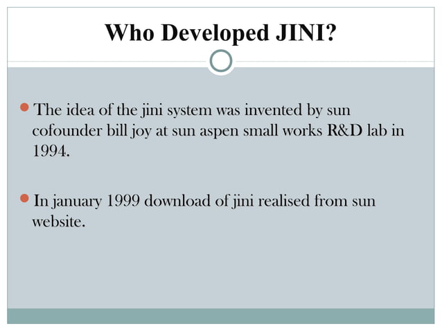 JINI Technology | PPT | Programming Languages | Computing