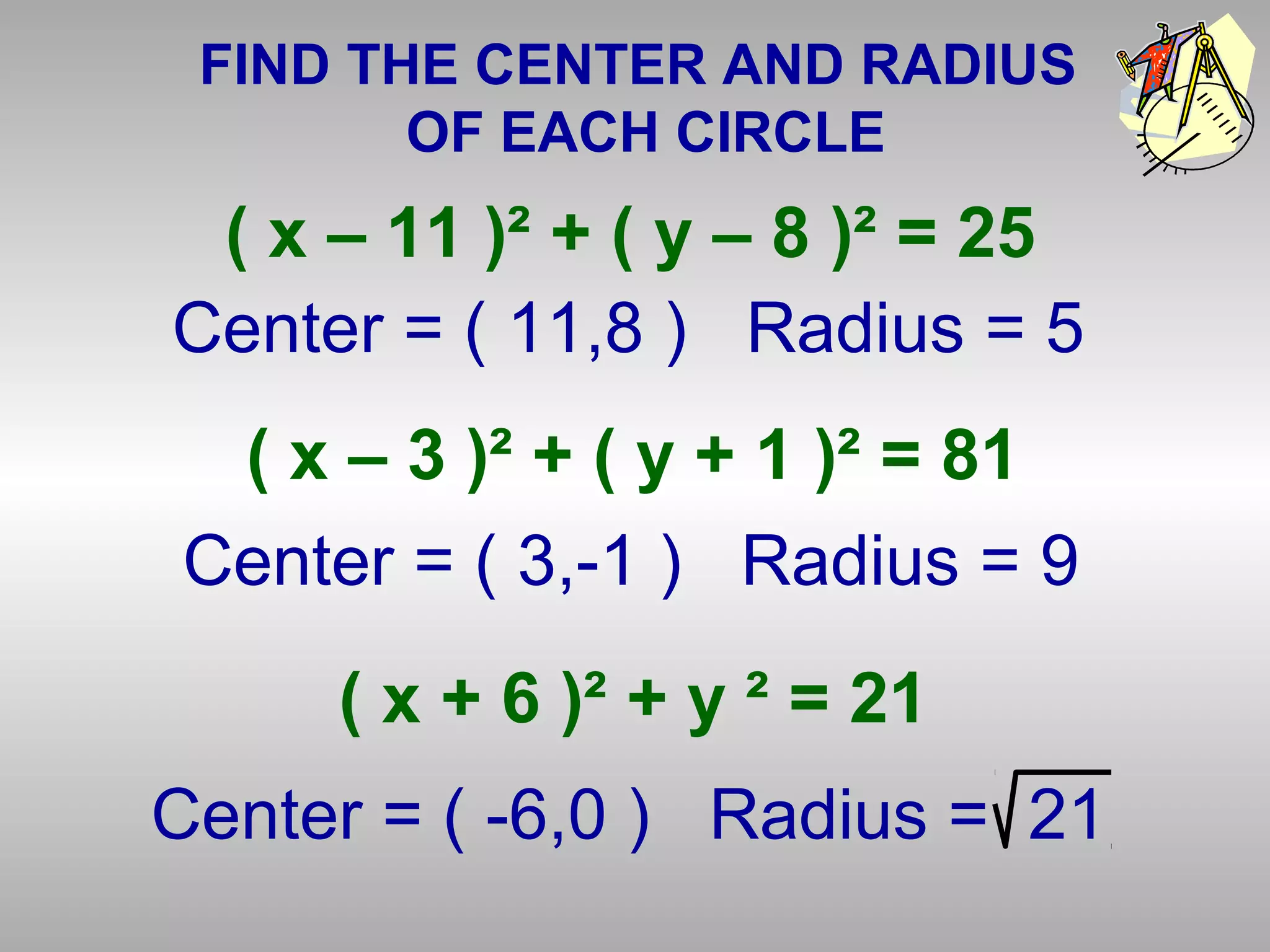 14 6 equations of-circles | PPT | Physics | Science