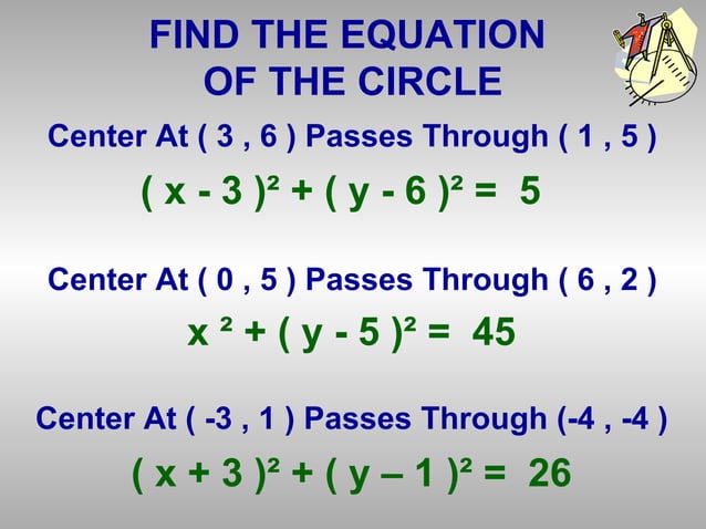 14 6 equations of-circles | PPT | Physics | Science