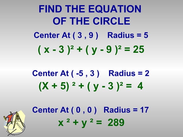 14 6 equations of-circles | PPT | Physics | Science