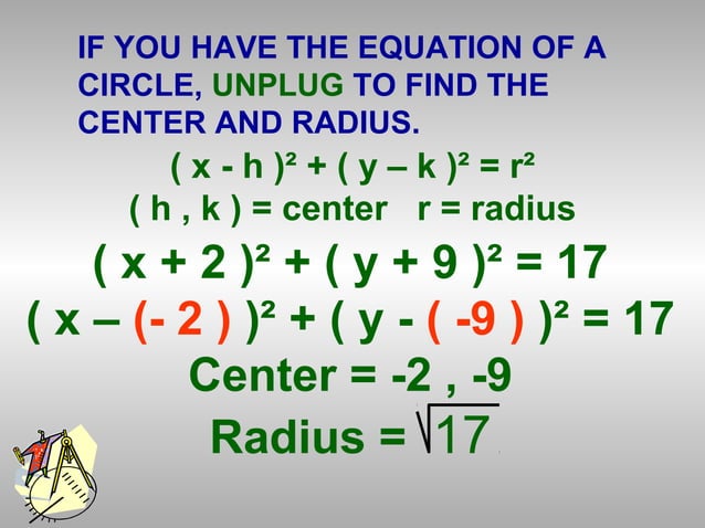 14 6 equations of-circles | PPT | Physics | Science