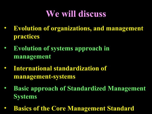 Overview of Organizational Management Systems | PPT