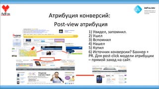 iMetrics 2012. Никита Пасынков - AdFox. Модели атрибуции конверсии post-click и post-view. | PDF