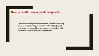 Housekeeping Guest complain handling | PPTX