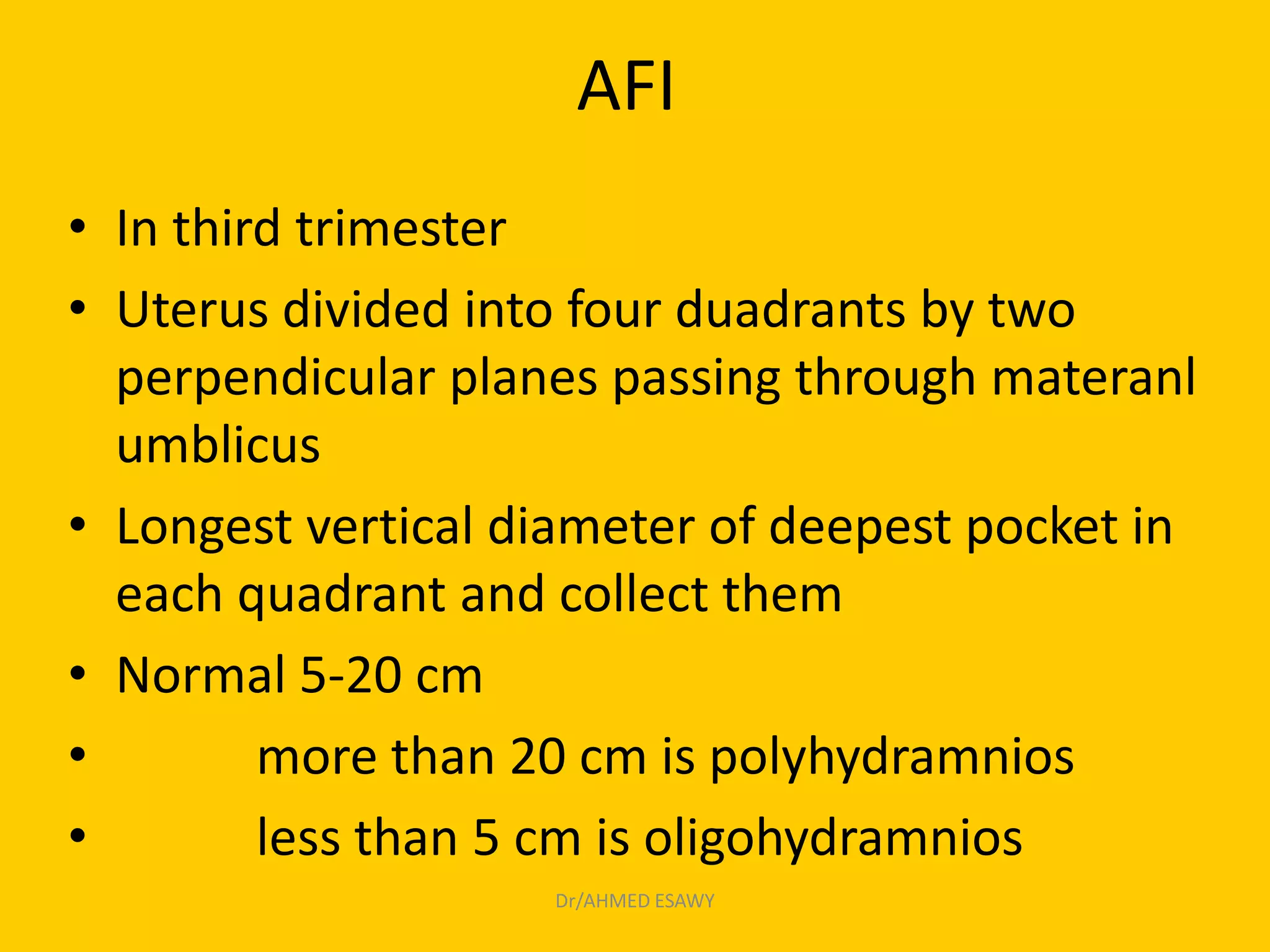 14-amniotic fluid imaging Dr Ahmed Esawy | PDF